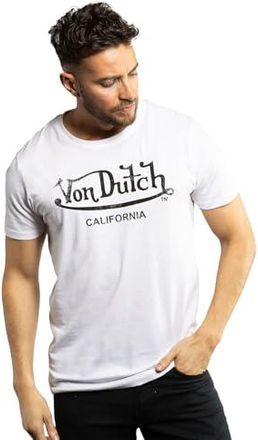 Von Dutch Tee Shirt Homme 100% Coton, T Shirt Homme Regular fit, Col Rond & Manches Courtes, Blanc Taille XXL