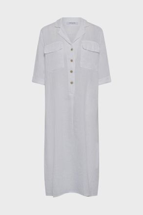 Gerard Darel Robe midi en lin &agrave; manches 3/4 - Blanc