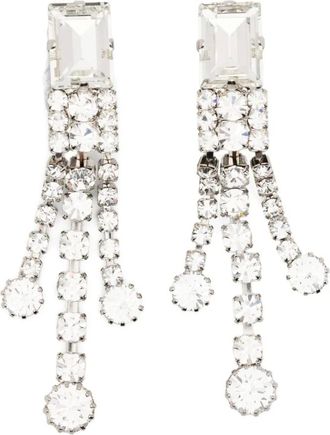 Alessandra Rich Femme, Accessoires, Gris, Taille: ONE Size Boucles dOreilles Cristal Avec Franges