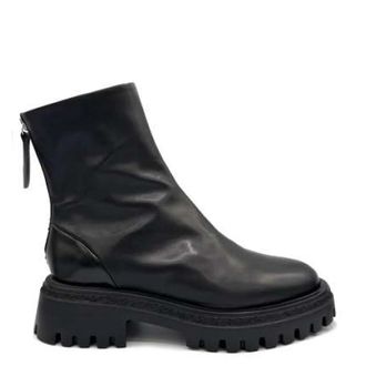 Halmanera Schwarzer weicher Lederstiefelette mit Rei&szlig;verschluss - - Shoes - Damen - Schwarzk - 35 EU