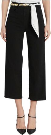 Elisabetta Franchi Femme, Jeans, Noir, Taille: W28 Jean Large Coupe avec Ceinture Cha&icirc;ne
