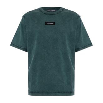 Dolce & Gabbana T-Shirt mit Logo-Patch - - Tops - Herren - Gr&uuml;n - M
