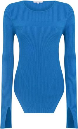 Patrizia Pepe Femme, Pulls, Bleu, Taille: 38 FR Maglia a Costine