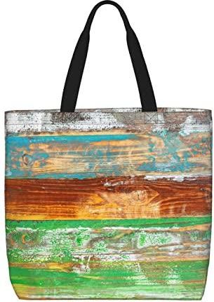 Generic Sac De Courses Combinaison Rustique De Ferme Grand Sac A Main R&eacute;utilisable Personnaliser Sacs En Toile Pour Femmes, Pour Voyage, Filles, Shopping, Fem