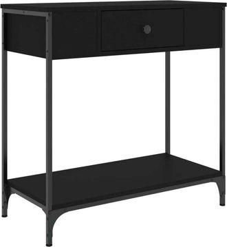 vidaXL Vidaxl - Table console noir 75x34,5x75 cm - Bois ding&eacute;nierie r&eacute;sistant &agrave; lhumidit&eacute; - Cadre m&eacute;tal style industriel - Rangement magazines et objets