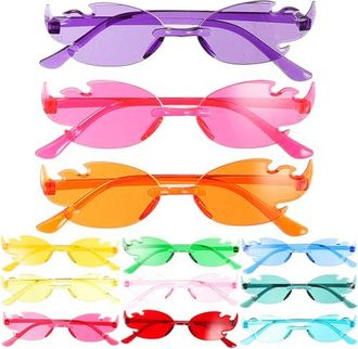Milisten Alipis Lot de 12 Lunettes de Soleil sans Monture de Flamme Couleurs Candy Vari&eacute;es L&eacute;g&egrave;res et Ann&eacute;es 90 pour Soir&eacute;es F&ecirc;tes et Festivals Unisexes