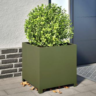 vidaXL Jardini&egrave;re vert olive 50x50x50 cm acier - Vidaxl