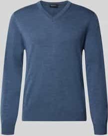 Maerz Regular Fit Strickpullover aus reiner Schurwolle mit V-Ausschnitt
