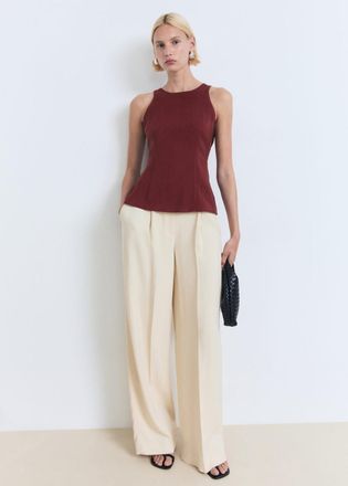 Mango Blouse emmanchures am&eacute;ricaines ajust&eacute;e grenat - Femme - L - MANGO