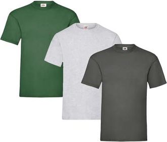 Fruit Of The Loom Fruit of The Loom Lot de 3 t-Shirts pour Homme, 1 x Gris, 1 x Vert Bouteille, 1 x Graphite avec 1 Bloc-Notes HL Kauf, M