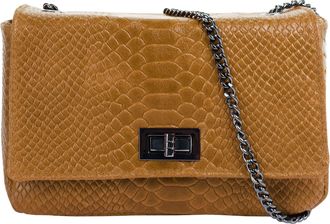 Cluty Umhängetasche echt Leder Damen | Made in Italy | Kroko-Look Crossbody | Party Clutch mit Drehverschluss | 021221