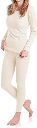MT Ensemble de vêtements thermiques et de ski pour femme - Sous-vêtements chauds à manches longues avec intérieur doux, ecru, XL
