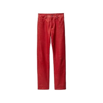 Versace Leather Pant - - Trousers - Damen - Rot - S