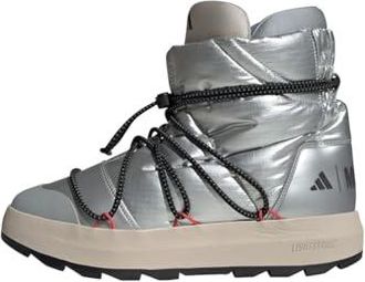adidas Unisex x Moon Boot ACE Mid, Matte Silver/Core Black/Lucid Red, 38 2/3