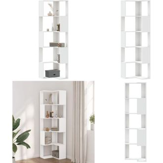 vidaXL Eck-B&uuml;cherregal 5 B&ouml;den Wei&szlig; 50x50x179 cm Holzwerkstoff - B&uuml;cherregal - Holzwerkstoff