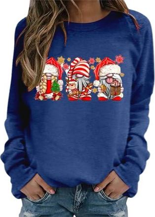 Generic Pull Moche De Noel Femme, Sweat-Shirt à col Rond pour Femmes, imprimé Joyeux noël, col Rond, Pull décontracté à Manches Longues, Chemises dentraînemen