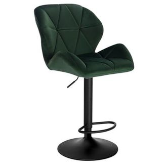 Woltu Tabouret de Bar réglable en Hauteur Chaise Haute pour Bar avec Dossier siège rembouré en Velours Pied en métal,Vert Foncé, BH139dgn-1