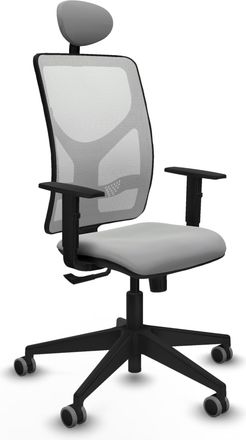 Piqueras y Crespo Stuhl aus PC-Mesh, mit 1D-Armlehnen, h&ouml;henverstellbarer Lendenwirbelst&uuml;tze und festem Kopfteil, ausgestattet mit 3 Positionen und Schneideschaum, Wei&szlig;