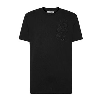 Philipp Plein Homme, Tops, Noir, Taille: L T-shirt Col Rond SS Gothic Plein