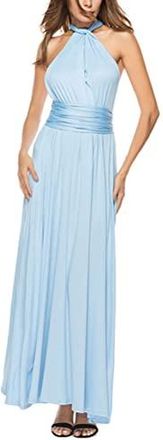 Onsoyours Femme Sexy V-Col Robe Elégante Soirée sans Dos Cocktail Robes Longue Bandage Noces Long Dress Bleu Paon M