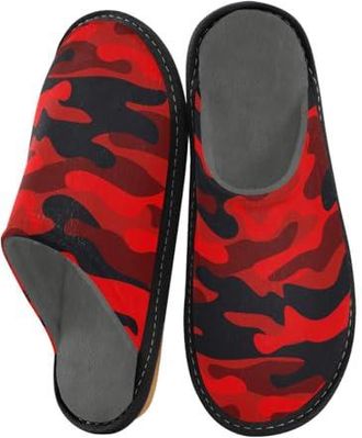 HMZXZ Pantoufles camouflage militaire rouge pour homme et femme - Chaussons dintérieur pour la maison, la chambre à coucher, les voyages, multicolore, 37/38