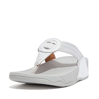 FitFlop Damen Walkstar Keilsandale, silber, 36 EU Breit