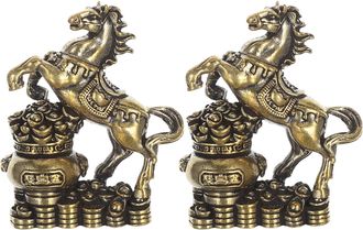 Healifty 2 St&uuml;ck chinesische Tierkreiszeichen-Pferdefiguren 2026 - Miniatur-Pferdestatuen aus Messing, Feng-Shui-Ornament f&uuml;r das Neue Jahr, Gl&uuml;ck und Wohlstan