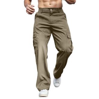 Generic Pantalon de jogging pour homme - Pantalon cargo stretch - Coupe droite - Pantalon chino cargo large - Pantalon de loisirs avec poches lat&eacute;rales - Jamb