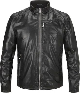 Milestone Herren Lederjacke schwarz Lammnappa