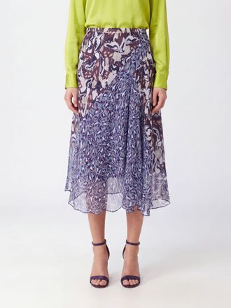 Dries Van Noten Jupe midi &eacute;vas&eacute;e en soie &agrave; imprim&eacute; abstrait et ourlet asym&eacute;trique