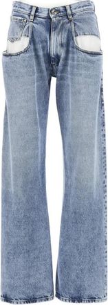 Maison Margiela Femme, Jeans, Bleu, Taille: 38 FR Jeans Droits Avec Poches Contrast&eacute;es