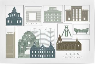 artboxONE Poster 60x40 cm St&auml;dte Essen Skyline, Navy - Bild Essen Architektur Buildings