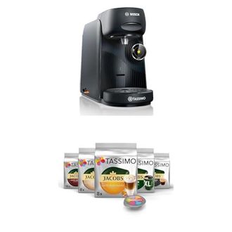 Bosch Tassimo finesse friendly Kapselmaschine TAS162E mit Tassimo Kapseln Probierbox, Vielfaltspaket, 64 Pads