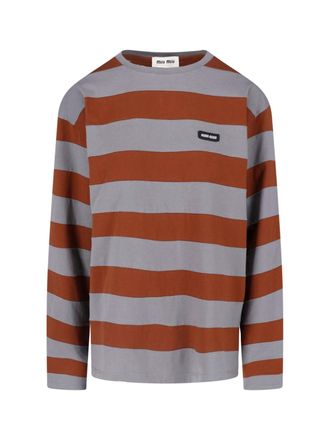 Miu Miu Gestreifte Logo-T-Shirt