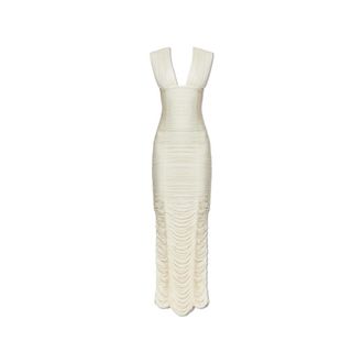 Versace Draped Dress with Back Slit - - Dresses - Damen - Beige - XS