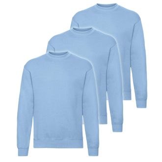 Fruit Of The Loom 3er Pack Classic Set-In Sweat Herren, NEU, Farbe:Pastellblau, Gr&ouml;&szlig;e:2XL