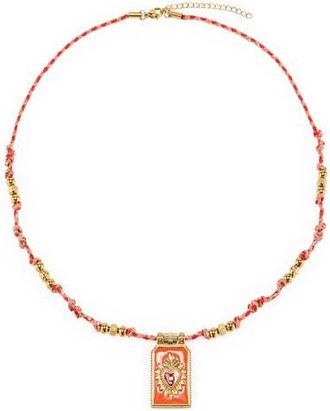 Au Printemps Paris Collier &agrave; pendentif en coton m&eacute;lang&eacute;