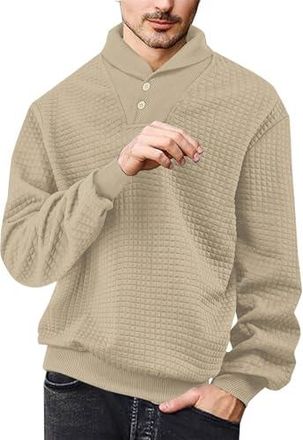 Generic Lightweigh - Sweat-shirt uni pour homme 2026 - Chandail matelass&eacute; d&eacute;contract&eacute; en tricot &agrave; manches longues et col montant, pour entra&icirc;nement int&eacute;rieur 