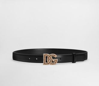 Dolce & Gabbana G&uuml;rtel Aus Kalbsleder Mit Dg-logo - Frau G&uuml;rtel Schwarz Leder 100