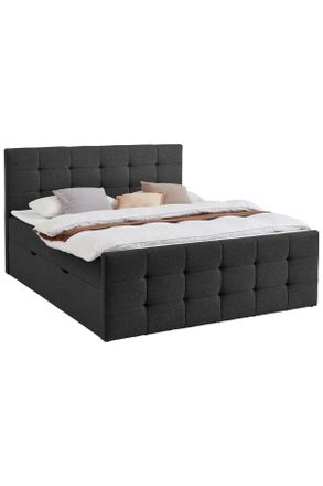 Boxxx Boxbett, Schwarz, Textil, H3, H&ouml;he ca. 20 cm, 180x200 cm, Reach, gepolstertes Kopfteil, Stoffauswahl, in verschiedenen Gr&ouml;&szlig;en erh&auml;ltlich, Schlafzimmer