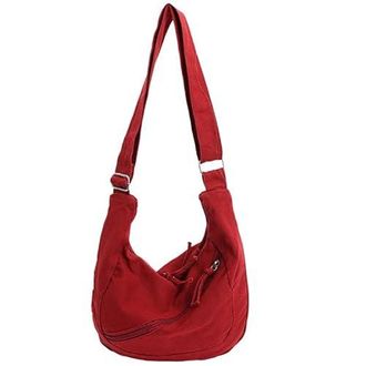 Generic Sac &agrave; bandouli&egrave;re tendance en toile pour femme et fille pour l&eacute;cole, le travail, un usage quotidien, Rouge, 11.02x4.33xcinch