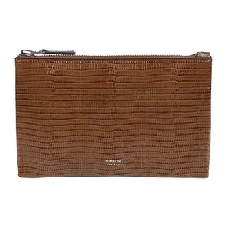 Tom Ford Bedruckte Tejus Handgelenkschlaufe Minimal Line Slim Pochette - - Bags - Herren - Braun - ONE SIZE