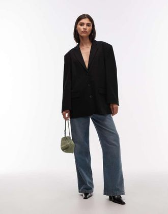 Asos Einreihiger Oversize-Blazer in Schwarz