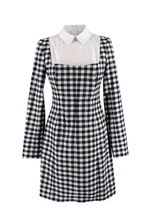 Lela Rose Black Lela Rose Gingham Stretch Cotton Dress Size XS