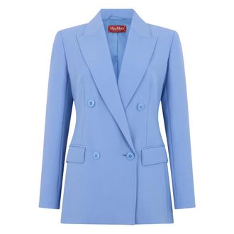 Max Mara Figurbetonter Blazer aus Wollkrepp - - Jackets - Damen - Blau - 2XS