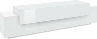 Dmora Fernsehschrank Dmirand, Niedriges Sideboard f&uuml;r Wohnzimmer, Sockel f&uuml;r TV-M&ouml;bel, 100 % Made in Italy, cm 200 x 45 h 52, gl&auml;nzend und matt wei&szlig; - Dmora