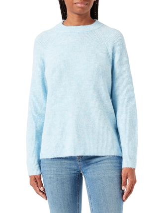 Pieces Damen Pcellen Ls O-Neck Knit Noos Bc Qx, Airy Blue, 42-44 Gro&szlig;e Gr&ouml;&szlig;en