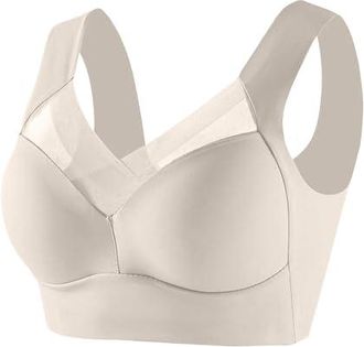 Generic riou Brassi&egrave;res r&eacute;ductrices sans armatures pour femme avec col en V Bandouli&egrave;re r&eacute;glable Bralett avec bretelles Soutien-gorge de sport respirant Robe 