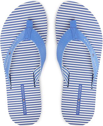 Tommy Hilfiger Zehentrenner Tommy Hilfiger Th Ithaca Stripe Summer Sandal FW0FW09192 Blau