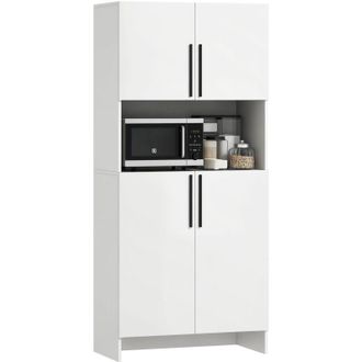 HOMCOM K&uuml;chenschrank Buffetschrank mit Arbeitsplatte, 2 T&uuml;ren, 2 Schr&auml;nken, Hochschrank mit ger&auml;uschlosen Scharnieren, Mikrowellenschrank mit Modernem
